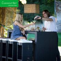 China NO Folded Leisure Garden Bar Table and Modern Design All Weather Durable Outdoor Bar Set with Rattan Bar Stool for sale
