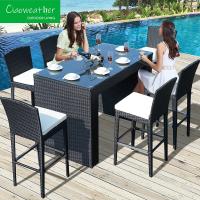 China NO Folded Leisure Garden Bar Table and Modern Design All Weather Durable Outdoor Bar Set with Rattan Bar Stool for sale