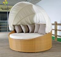 China Outdoor Garden Rattan Woven Round Bed with Canopy NO Foldable 2-3 Years Rattan for sale
