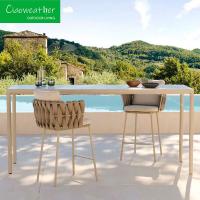 China Customized Color Aluminum Frame Woven Rope Bar Stool Chair for Hotel Courtyard and Patio Dining for sale