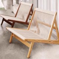 China Outdoor Waterproof Teak Frame Villa Patio Furniture Modern Eco-friendly Solid Wood Rope Chair Set for Garden Sofa for sale