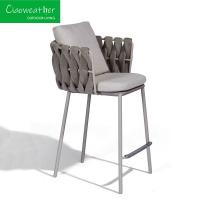 China Customized Color Aluminum Frame Woven Rope Bar Stool Chair for Hotel Courtyard and Patio Dining for sale
