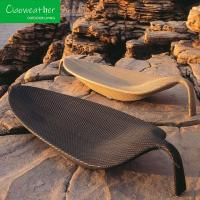 China Folded NO Outdoor Pool Leaf Design Waterproof Thick Aluminum Frame PE Rattan Hand Woven Daybed Chair Sun Bed Chaise Loungers for sale