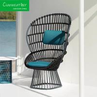 China Modern Design Aluminum Frame Water Stain Resistant Comfy Cushioning High Back Rattan Arm Chairs for Outdoor Garden Patio for sale