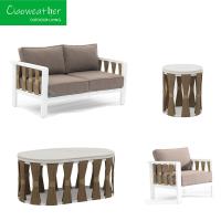 China Luxury Modern Design Outdoor Furniture Set Aluminum Frame Garden Sofas with Waterproof Upholstery Cushion for sale