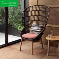 China Modern Design Aluminum Frame Water Stain Resistant Comfy Cushioning High Back Rattan Arm Chairs for Outdoor Garden Patio for sale