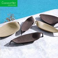 China Folded NO Outdoor Pool Leaf Design Waterproof Thick Aluminum Frame PE Rattan Hand Woven Daybed Chair Sun Bed Chaise Loungers for sale
