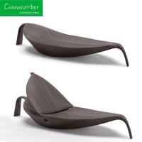 China Folded NO Outdoor Pool Leaf Design Waterproof Thick Aluminum Frame PE Rattan Hand Woven Daybed Chair Sun Bed Chaise Loungers for sale