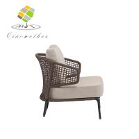 China Modern Luxury Design Outdoor Aluminum Sofa Single Seater Rattan Garden Patio Furniture Weaving Rope Garden Sofa Chair for sale