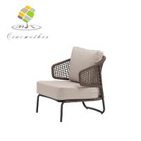 China Modern Luxury Design Outdoor Aluminum Sofa Single Seater Rattan Garden Patio Furniture Weaving Rope Garden Sofa Chair for sale