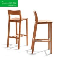 China Solid Wood Beach Bar Outdoor Waterproof Leisure Wood Bar Stool Furniture High Teak Chairs Customized Color Folded NO for sale