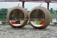 China Powder Coated Outdoor Furniture Apple Style Rattan Weaving Sofa for Backyard Relaxation for sale