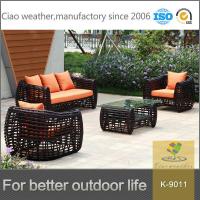 China Direct Supply Brown Rattan Garden Sofa Set With Glass Coffee Table For Outdoor Entertainment for sale