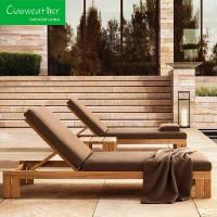 China Waterproof Cushion Wood Sun Lounger for Hotel Outdoor Furniture in Garden Courtyard for sale