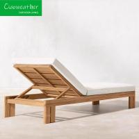China Waterproof Cushion Wood Sun Lounger for Hotel Outdoor Furniture in Garden Courtyard for sale