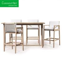 China Outdoor Furniture Garden Chair Teak Furniture Home Patio Bar Chair Rattan Chair Bar Stool Waterproof Sun Protection for sale