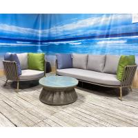 China 100% Handwoven Rattan Garden Sofa Set and Glass Coffee Table Perfect for Outdoor Entertaining for sale