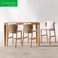 China Modern Outdoor Furniture Dining Teak Garden Chair Home Patio Bar Chair Rattan Chair Bar Stool Waterproof Sun Protection for sale