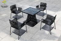 China Modern Black Rattan Balcony Furniture Waterproof Outdoor Table Chair Set for sale