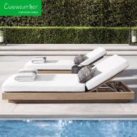 China Water-resistant Cushion Teak Sunbathing Lounge Chair for Outdoor on Garden Sunlight Terrace and Poolside Relaxation for sale