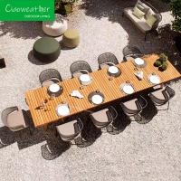 China Style Modern Outdoor Furniture Design Courtyard Expandable Dining Table Garden Set Solid Wood Teak Table for sale