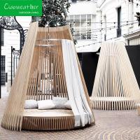 China NO Folded Modern Design Style All Weather Tapered Round Outdoor Daybed With Canopy for Garden Park Resort Hotel Furniture for sale