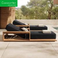 China Modern Design Style Outdoor Garden Hotel Wooden Sun Lounger with Thick Cushion and Long Hardwood Teak Wood Folded NO for sale