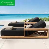 China Modern Design Style Outdoor Garden Hotel Wooden Sun Lounger with Thick Cushion and Long Hardwood Teak Wood Folded NO for sale