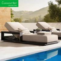 China Modern Design Style Outdoor Garden Hotel Wooden Sun Lounger with Thick Cushion and Long Hardwood Teak Wood Folded NO for sale
