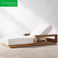 China Modern Design Style Outdoor Garden Hotel Wooden Sun Lounger with Thick Cushion and Long Hardwood Teak Wood Folded NO for sale
