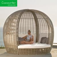 China Customized Color Outdoor Rattan Aluminium Frame Sunbed for Park and Garden Furniture Reclining Sofa Bed for sale