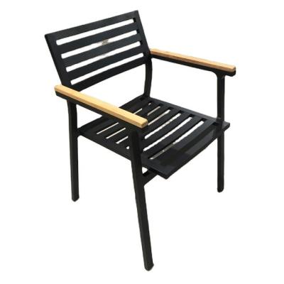 China Garden Patio Teak Wood Outdoor Dining Chair with Adjustable Aluminum Frame and Height for sale