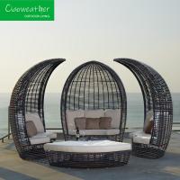 China Customized Color Outdoor Rattan Aluminium Frame Sunbed for Park and Garden Furniture Reclining Sofa Bed for sale