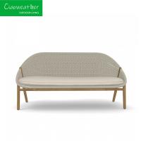China Modern Outdoor Furniture Teakwood Garden Sofa with Waterproof Cushion and Rattan Frame Furniture Set for sale