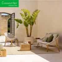 China Modern Outdoor Furniture Teakwood Garden Sofa with Waterproof Cushion and Rattan Frame Furniture Set for sale