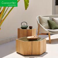 China Modern Outdoor Furniture Teakwood Garden Sofa with Waterproof Cushion and Rattan Frame Furniture Set for sale