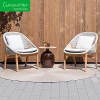 China Modern Outdoor Furniture Teakwood Garden Sofa with Waterproof Cushion and Rattan Frame Furniture Set for sale