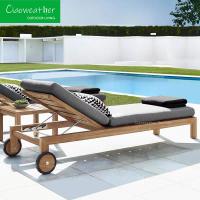 China Outdoor Pool Deck Sun Beds Teak Wood Garden Sunbed Loungers with Luxury Waterproof Couch in Grey Color Weatherproof Finis for sale