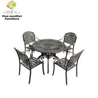 China Die Casting Aluminum Luxury Patio Bistro Garden Balcony Furniture BBQ Waterproof Dining Table And Chair For Mail Packing for sale