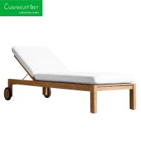 China Outdoor Pool Deck Sun Beds Teak Wood Garden Sunbed Loungers with Luxury Waterproof Couch in Grey Color Weatherproof Finis for sale