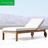 China Outdoor Pool Deck Sun Beds Teak Wood Garden Sunbed Loungers with Luxury Waterproof Couch in Grey Color Weatherproof Finis for sale