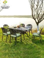 China Die Casting Aluminum Luxury Patio Bistro Garden Balcony Furniture BBQ Waterproof Dining Table And Chair For Mail Packing for sale