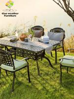 China Die Casting Aluminum Luxury Patio Bistro Garden Balcony Furniture BBQ Waterproof Dining Table And Chair For Mail Packing for sale
