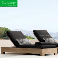 China Customized Color Teakwood Frame Wooden Villa Leisure Hotel Garden Swimming Pool Chair Courtyard Sun Lounger Sunbed Beach Waterproof Outdoor Sunlounger for sale