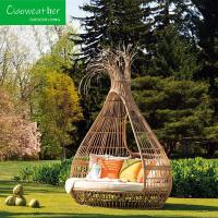 China Modern Outdoor Furniture Wicker Bird's Nest Shaped Sofa Bed with Waterproof Cushion and Woven Rattan Beds for sale