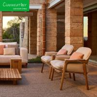 China Outdoor Garden Sofa Luxury Teak Wood Patio Furniture Set with Water-Resistant Fabric Cushion for sale