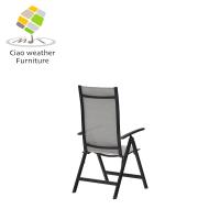 China Outdoor Furniture Glass Extension Dining Table and Folding Chair Set with Weather-resistant Materials for sale