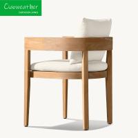 China Modern Teak Wood Armchair With Fabric Cushion Dining Chair Dining Table Teak for Hotel Restaurant Banquet Home and Coffee for sale