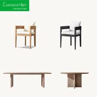 China Modern Teak Wood Armchair With Fabric Cushion Dining Chair Dining Table Teak for Hotel Restaurant Banquet Home and Coffee for sale
