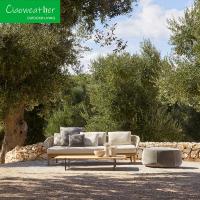 China Modern Outdoor Furniture Sofa Set Customised Outdoor Rope Woven Teak Sofa Simple Solid Wood Leg Sofa Garden Set for sale